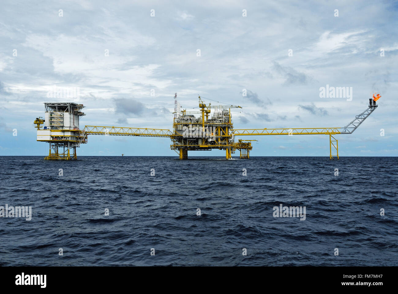 Offshore construction platform for production oil and gas Stock Photo ...