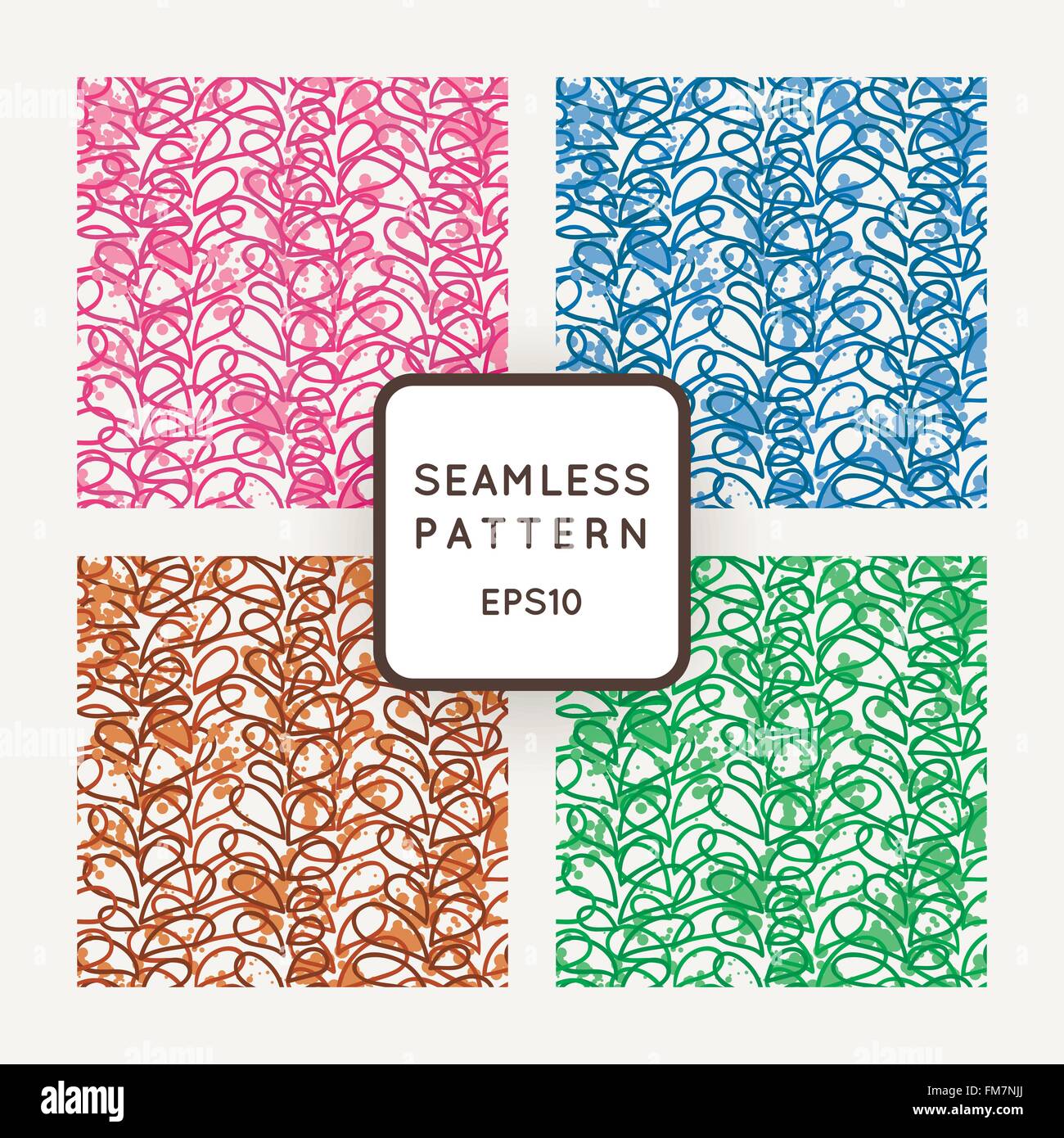 Set of vector seamless patterns of colored contour vines Stock Vector ...
