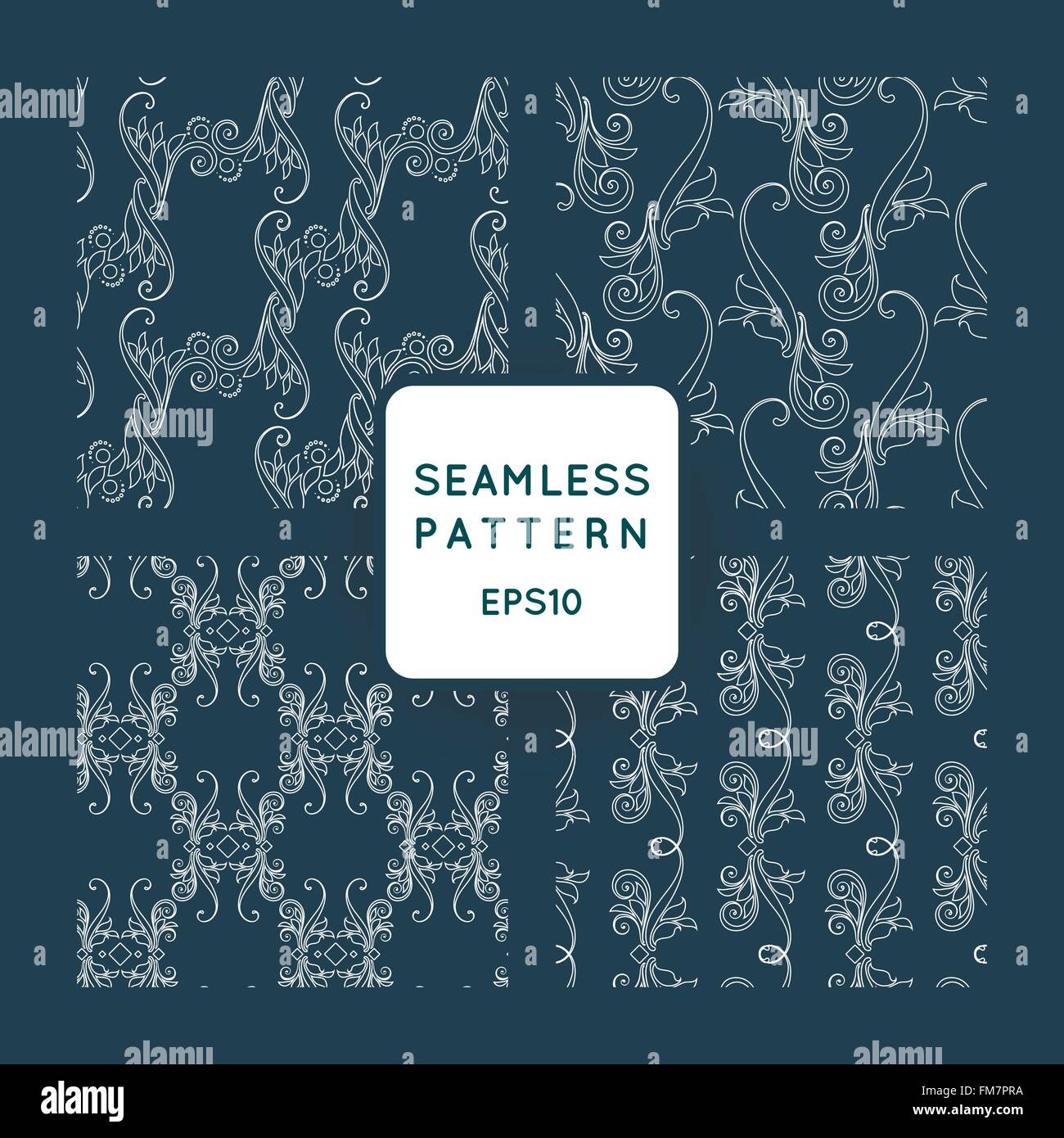 Set of vector seamless pattern with floral motifs, twisted vines ...