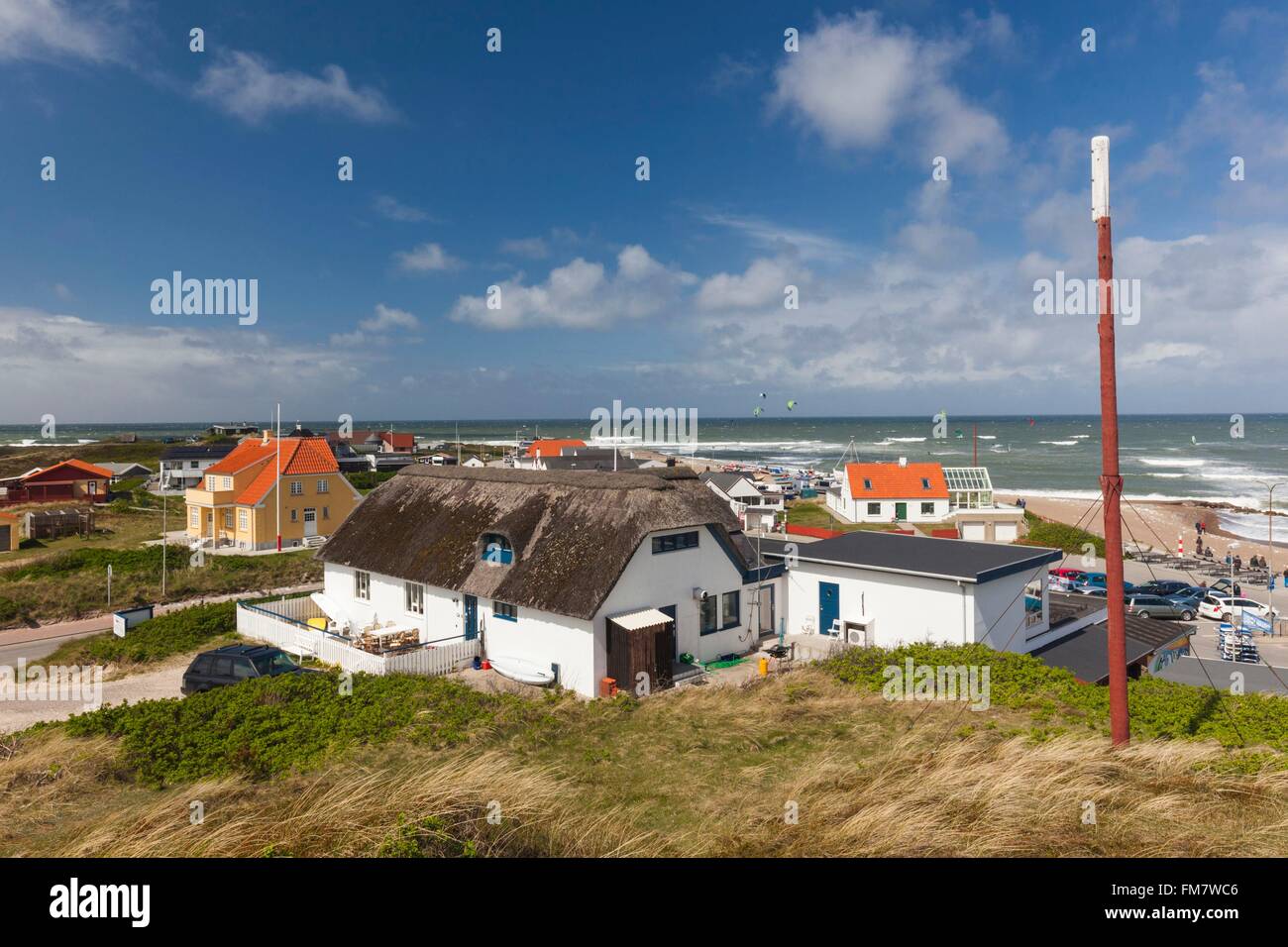 Denmark, Jutland, Klitmoller, windsurfing capital of Denmark, houses in ...
