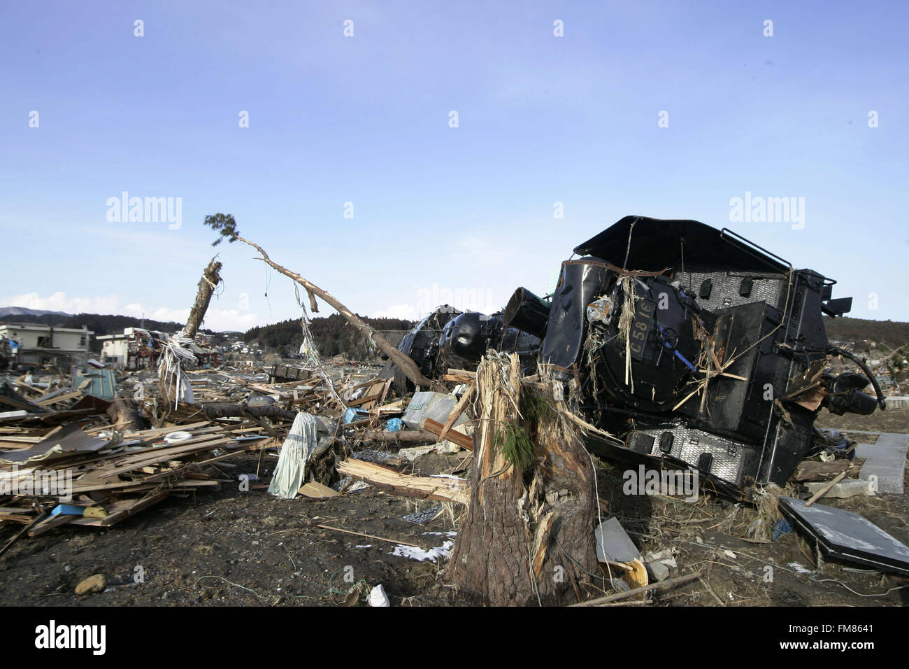 Sanriku Minami, Miyagi Prefecture, Japan. 17th Mar, 2011. Railway ...