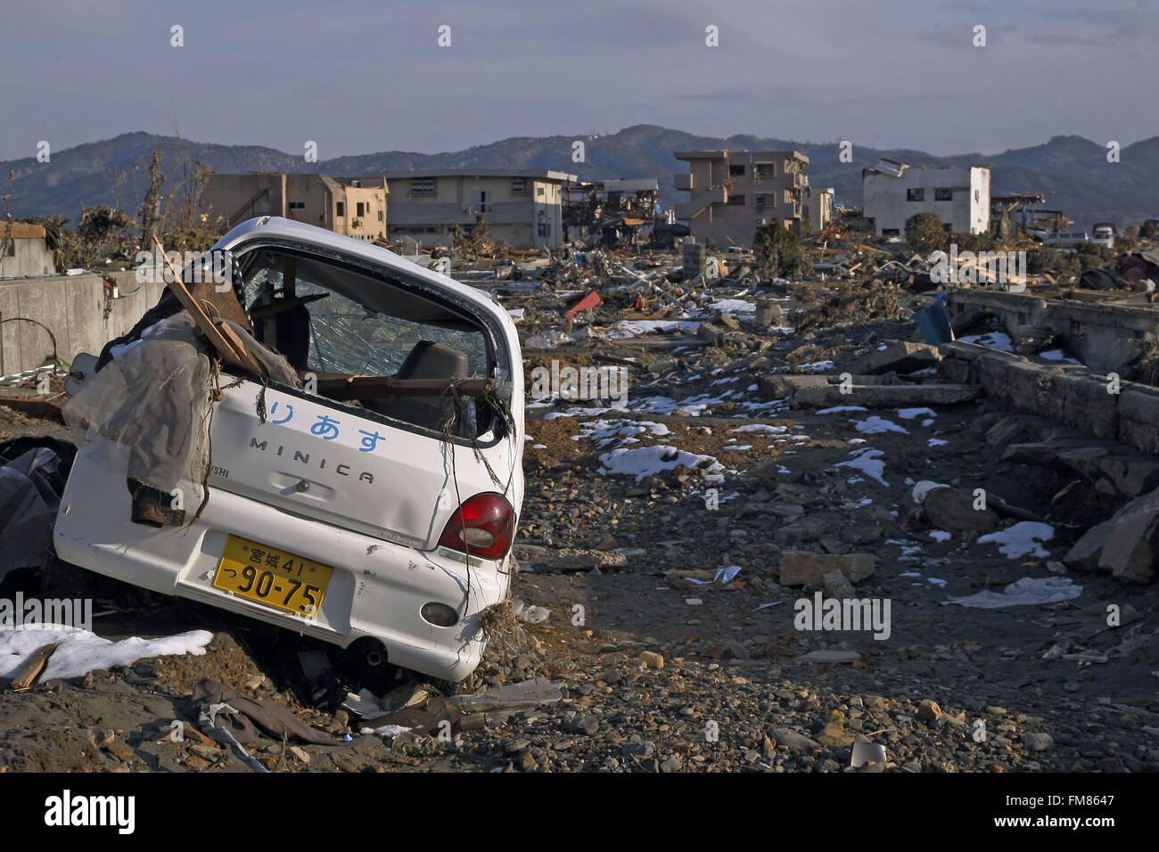 Sanriku Minami, Miyagi Prefecture, Japan. 17th Mar, 2011. Mini Car ...