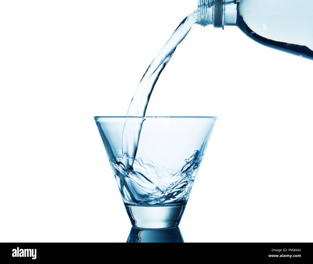 Water pouring in glass with splash isolated on white Stock Photo - Alamy