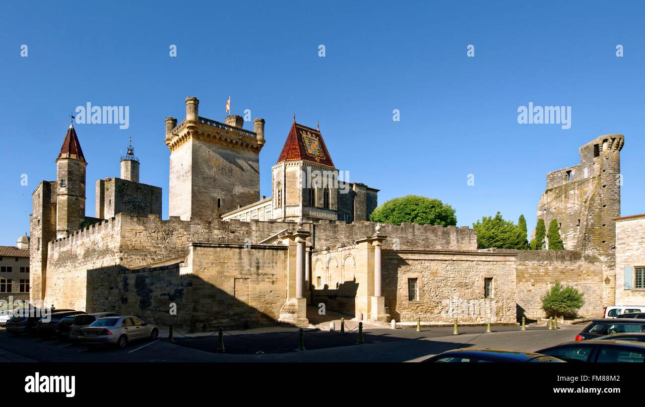 France, Gard, Pays d'Uzege, Uzes, Duke's castle called the Duche d'Uzes ...
