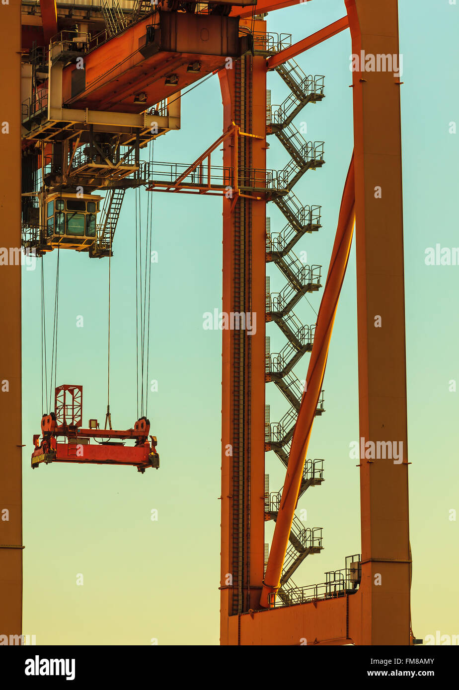 Business and commerce. Heavy load dockside cranes in port, cargo ...