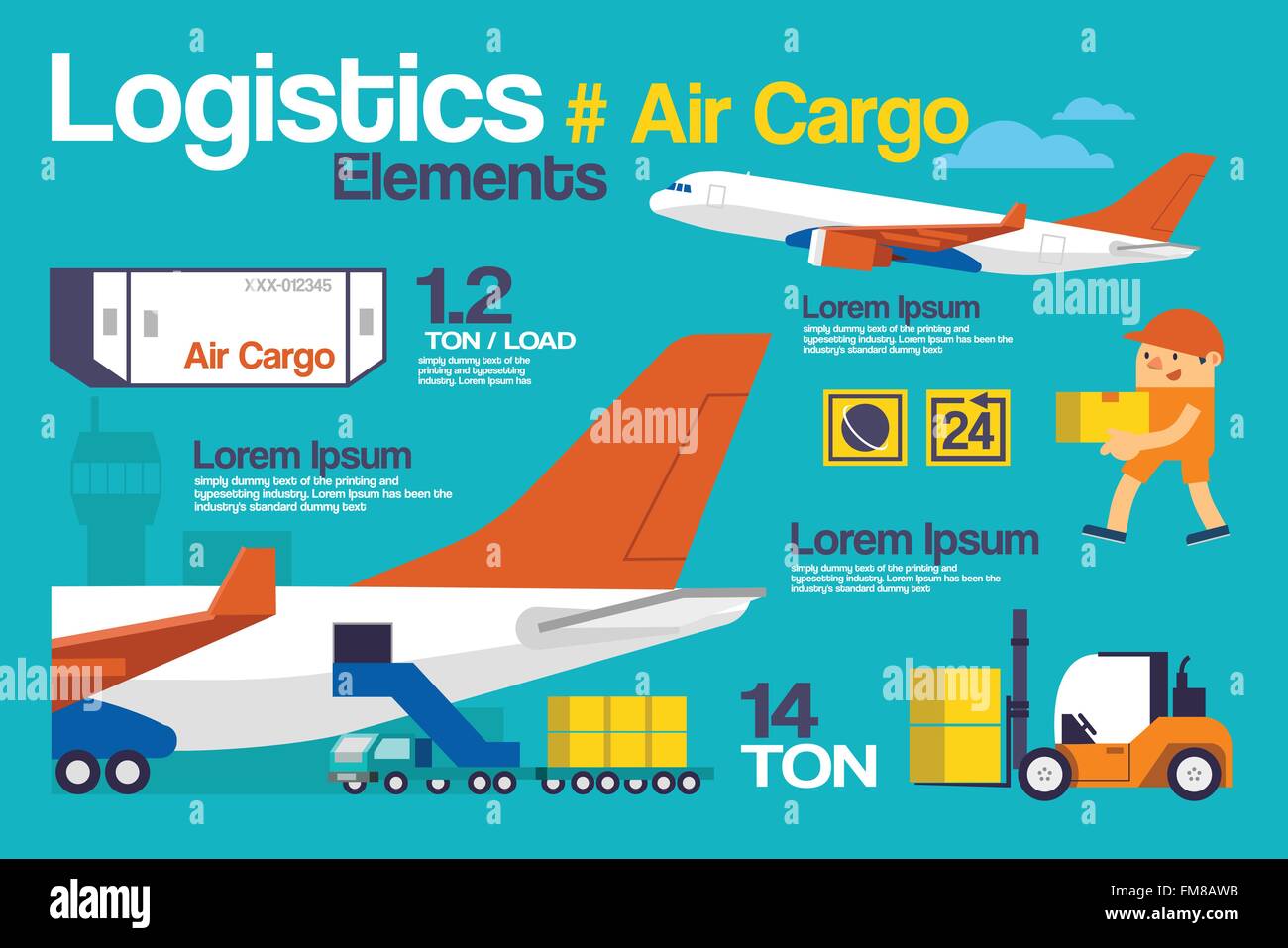 Vector Illustration Logistic, Air Cargo Infographics and Elements Stock ...