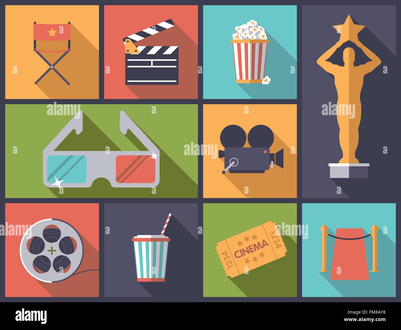 Movie popcorn icons hi-res stock photography and images - Alamy