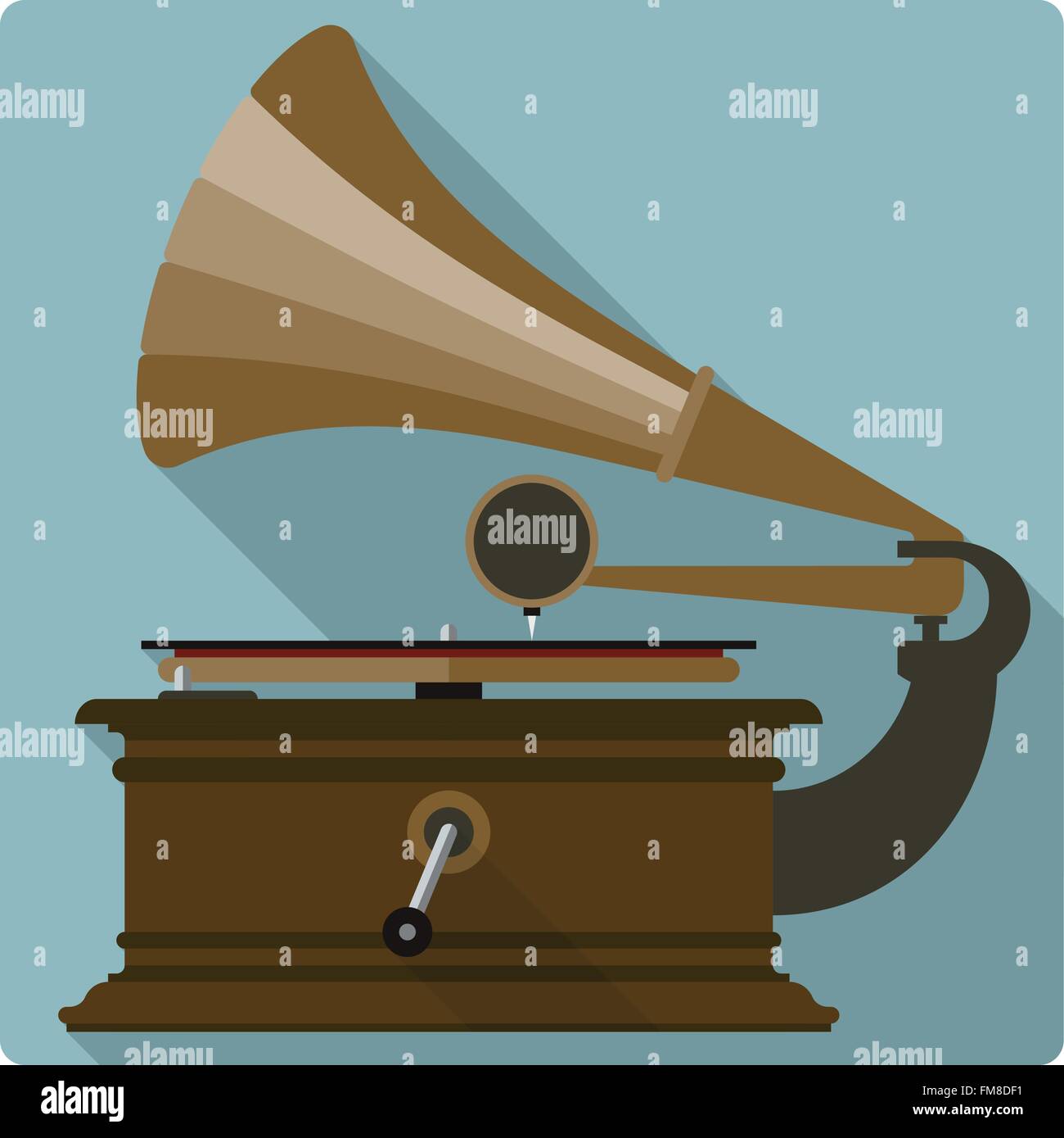 Retro-Styled flat design icon of vintage gramophone Stock Vector Image ...