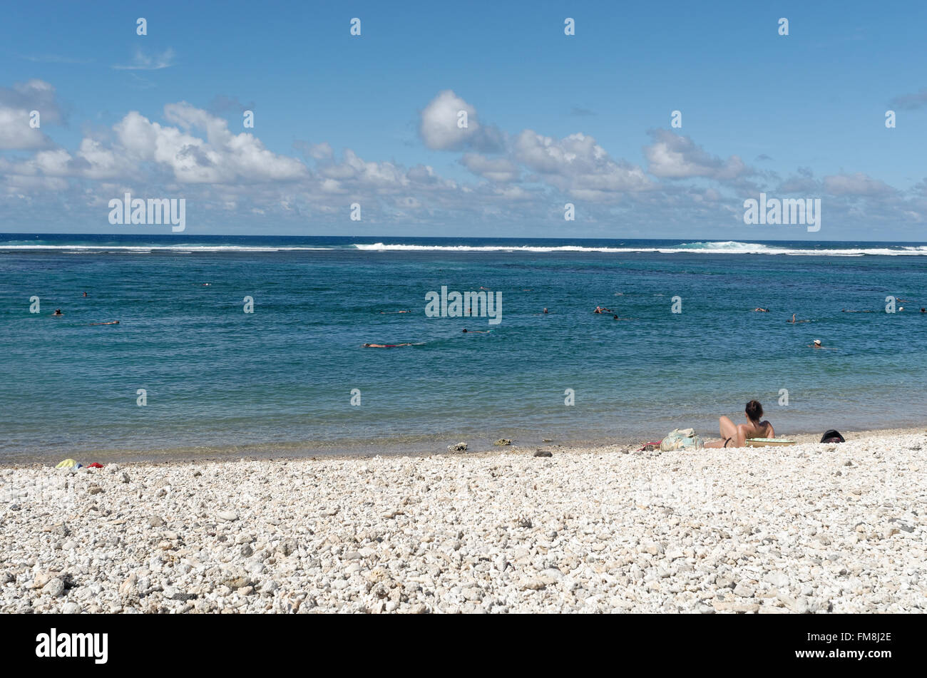 Beach and lagoon in the south of Reunion island, Saint-Pierre town ...