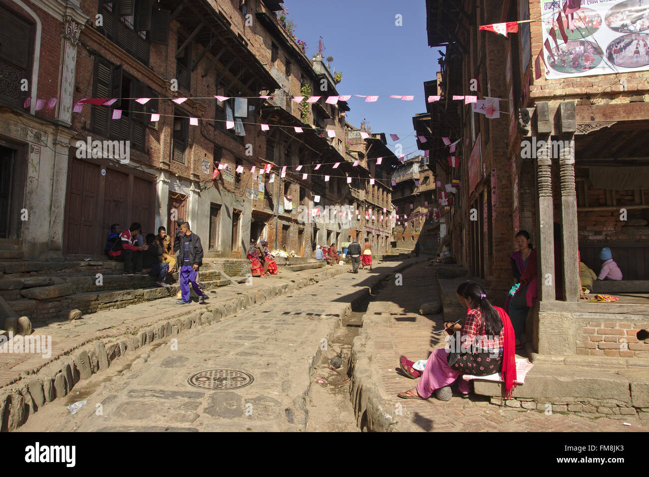 Street in Bhaktapur, Nepal Stock Photo - Alamy