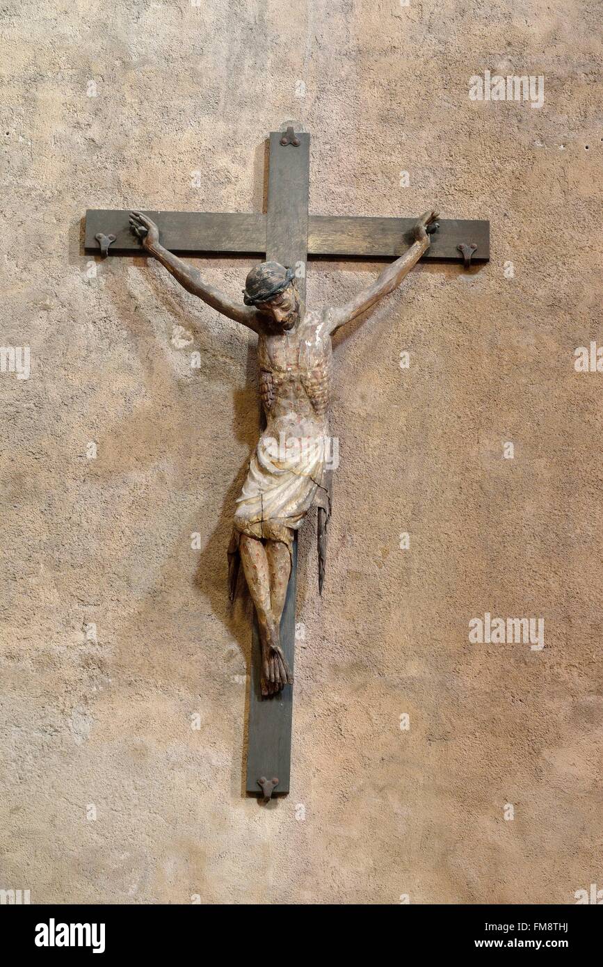 France, Haute Loire, Brioude, Basilica of Saint Julien, crucifix Stock ...