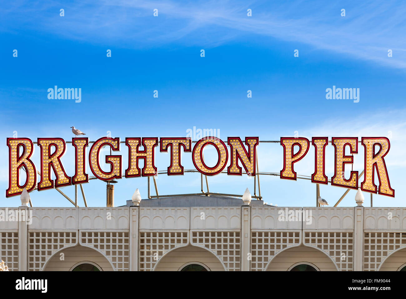Brighton Pier sign, Brighton, East Sussex, England Stock Photo - Alamy