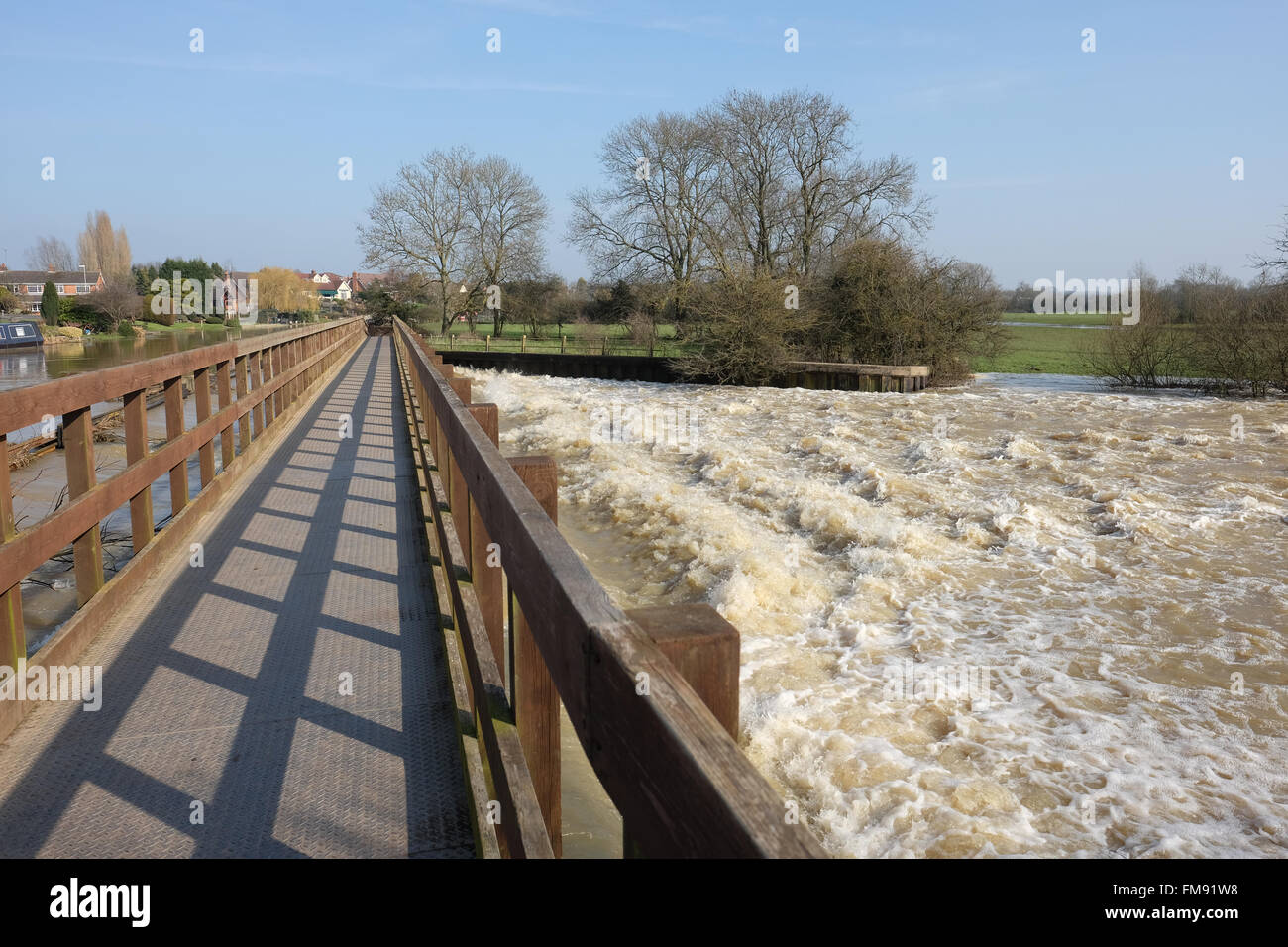 Barrow weir on the river soar in flood after recent heavy rain Stock ...