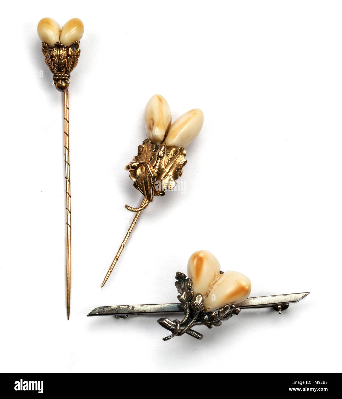 Deer teeth Continental pins set.19th century Stock Photo - Alamy