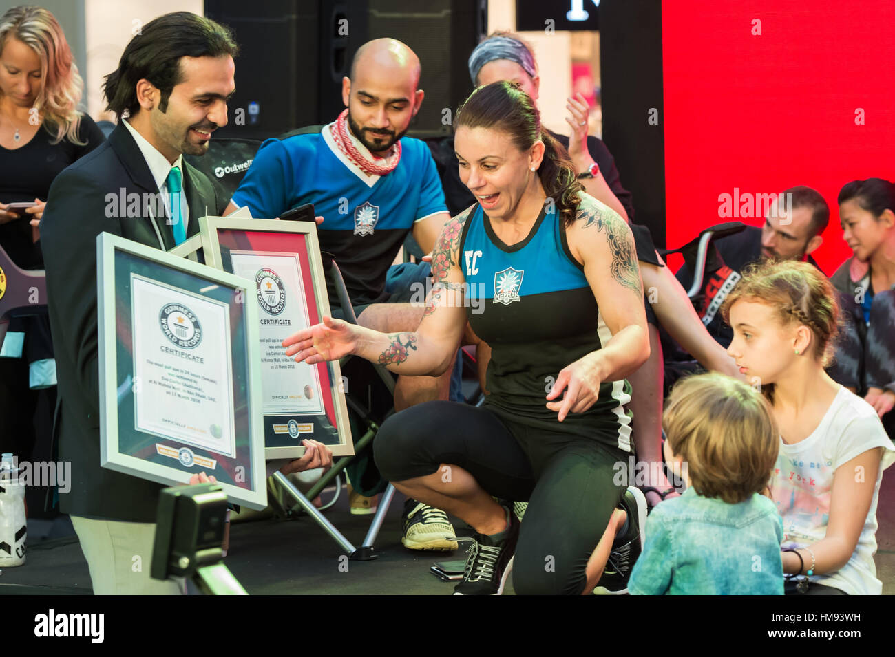 Al Wahda Mall, 11th March, 2016. Eva Clarke is awarded her certificates ...