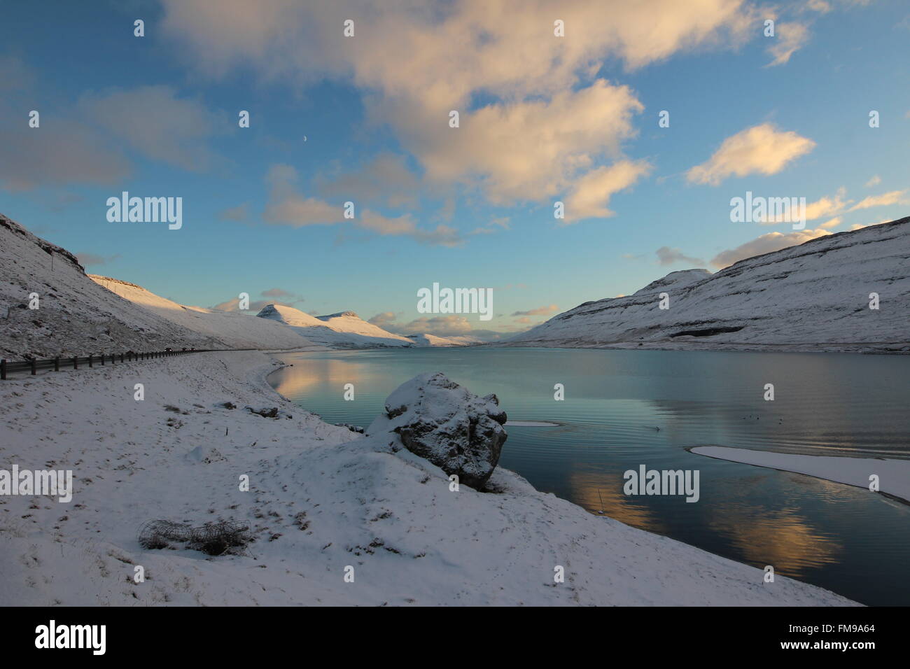 The nature of the Faroe Islands on a winter day in the north Atlantic ...