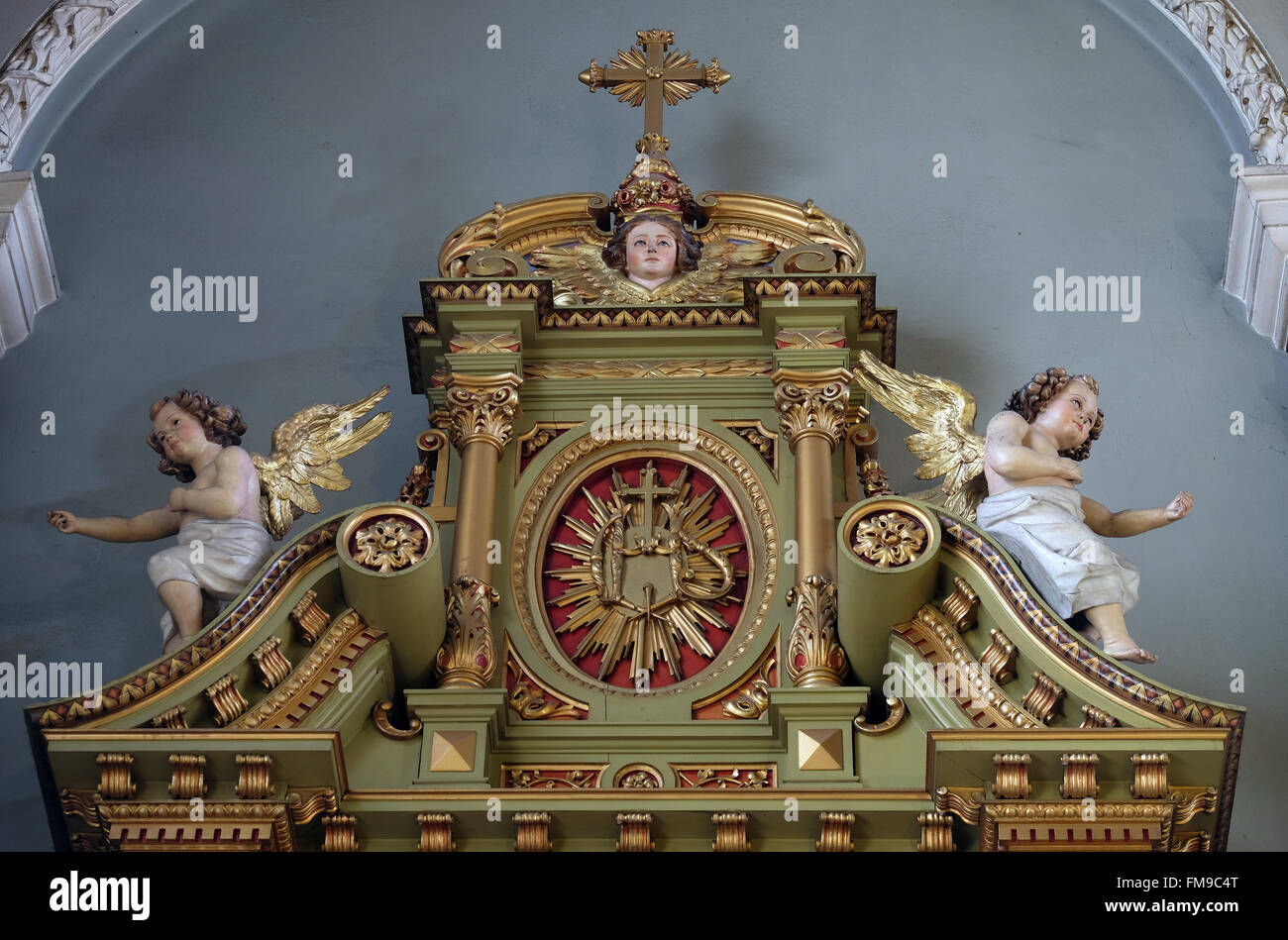 IHS sign on the altar in the Basilica of the Sacred Heart of Jesus in ...