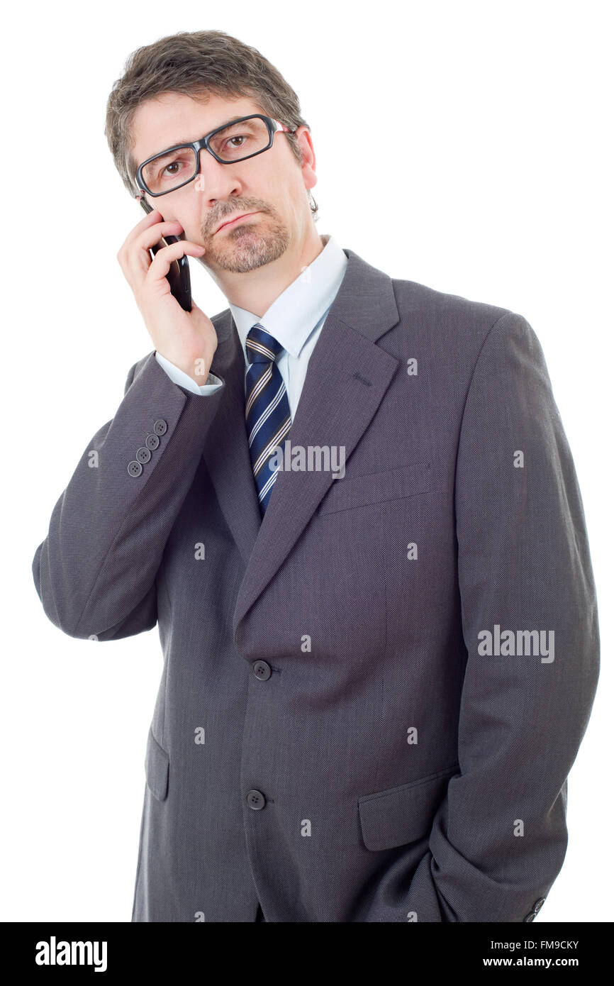 young business man on the phone, isolated Stock Photo - Alamy