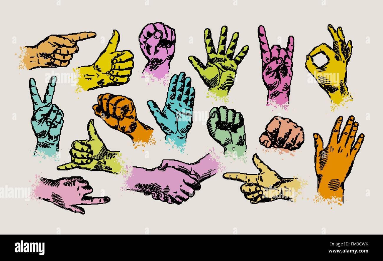 Hand collection - vector line illustration Stock Vector Image & Art - Alamy