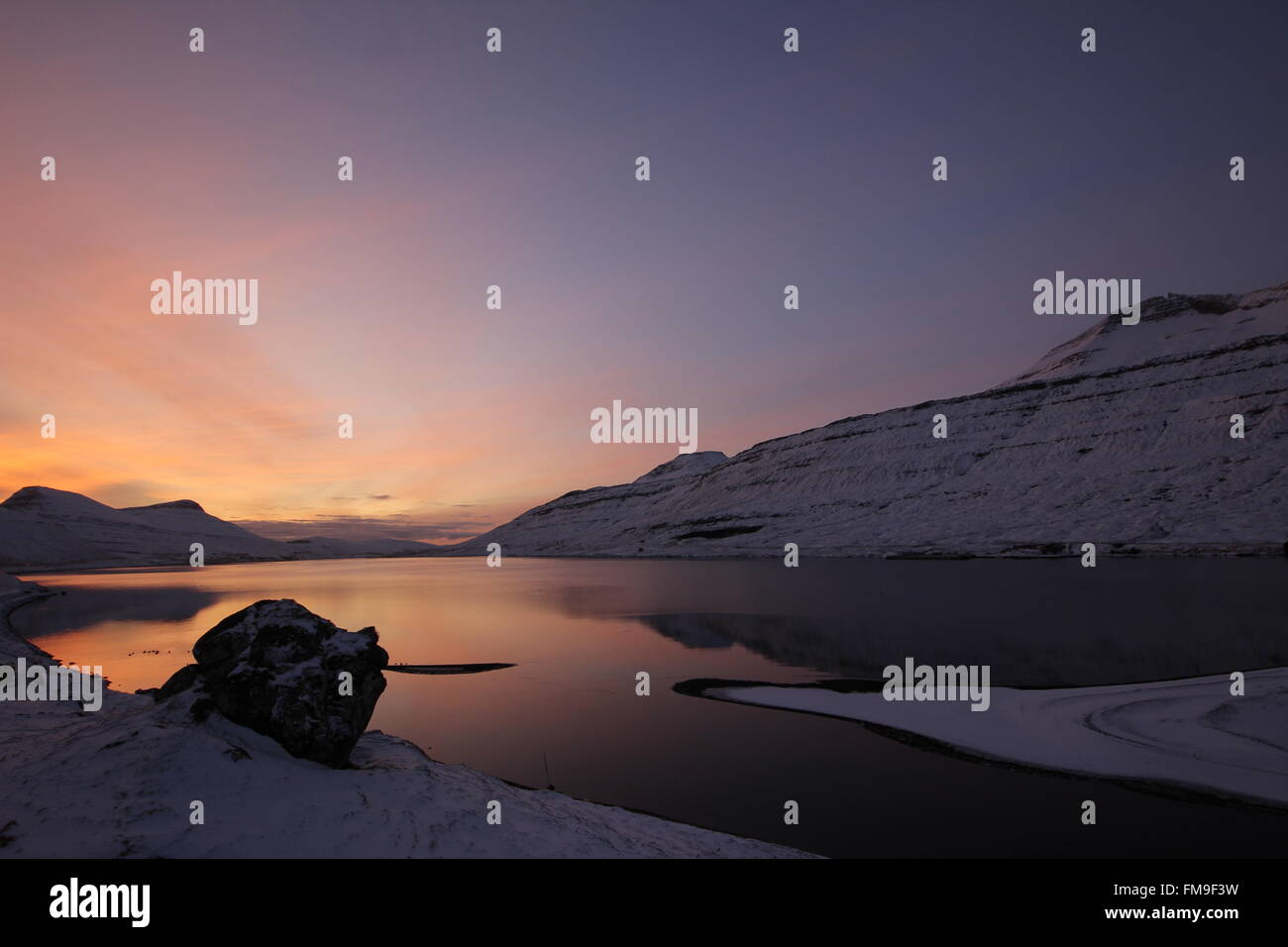 The nature of the Faroe Islands on a winter day in the north Atlantic ...