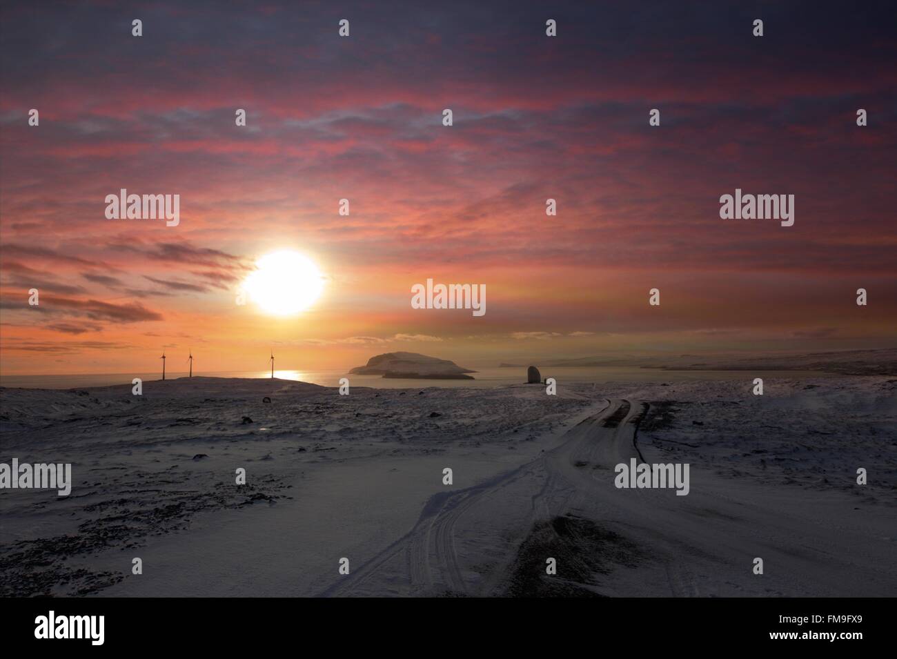 The nature of the Faroe Islands on a winter day in the north Atlantic ...