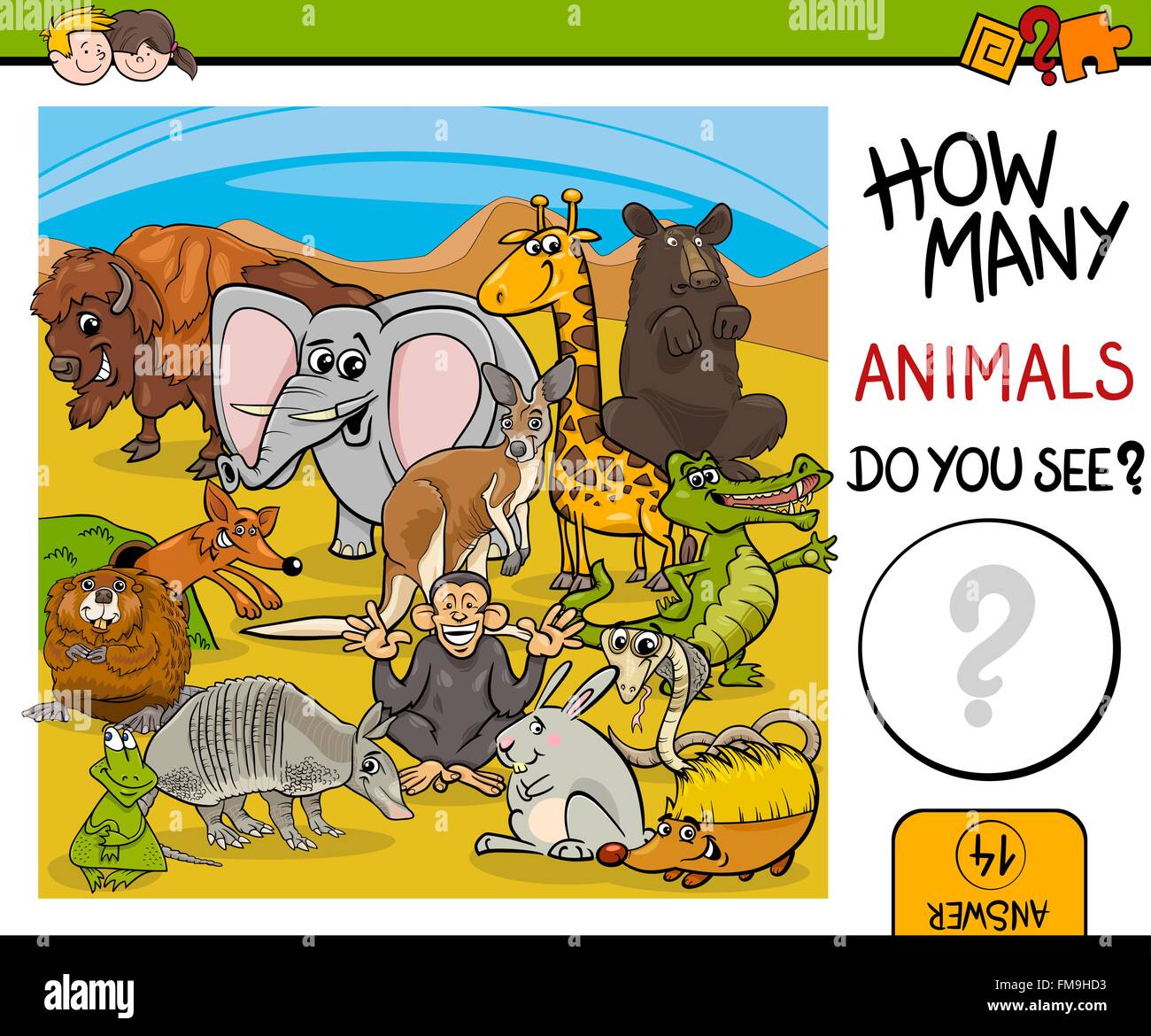 Cartoon Illustration of Educational Counting Activity for Preschool ...