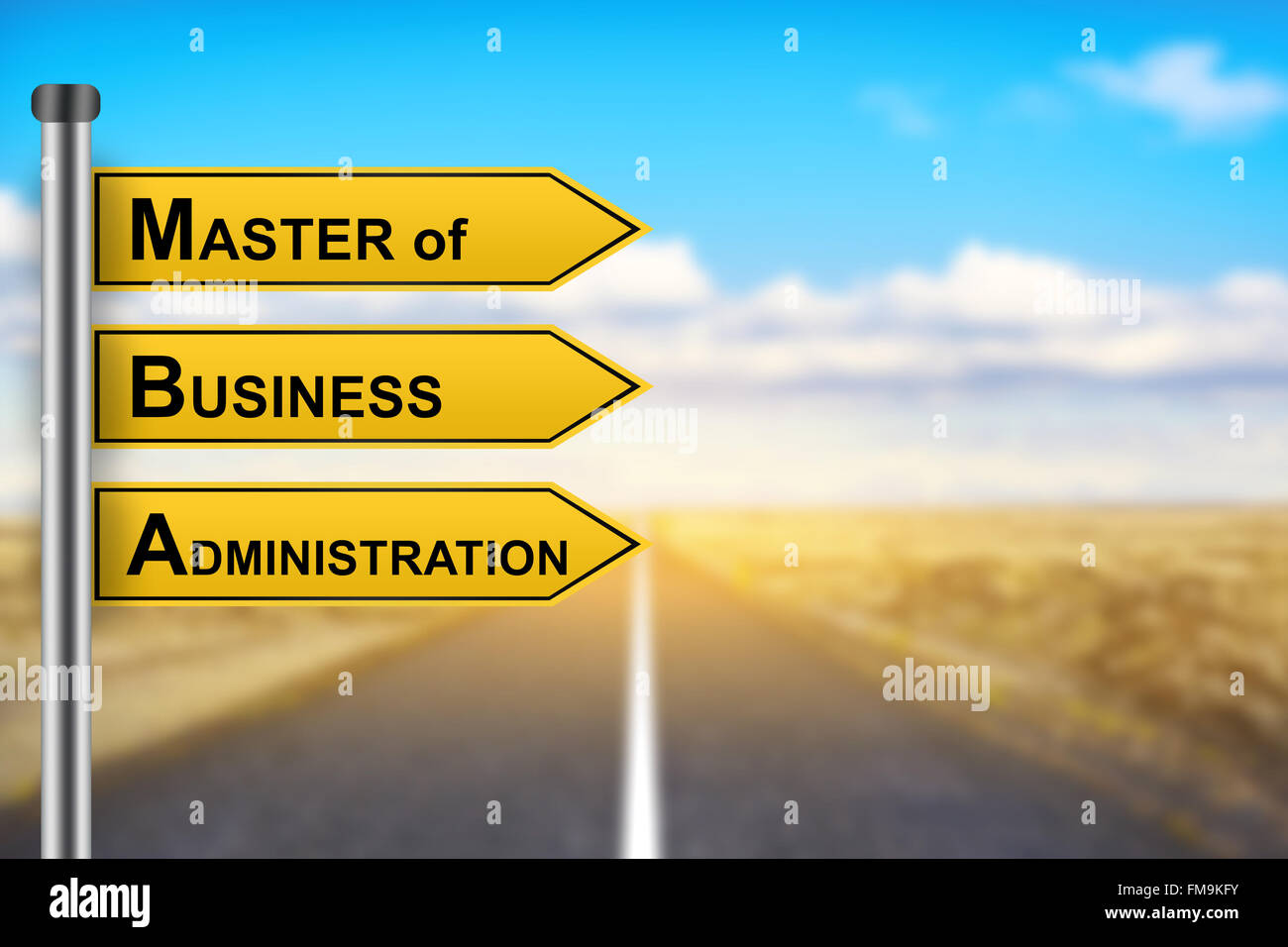 MBA or Master of Business Administration words on yellow road sign with ...