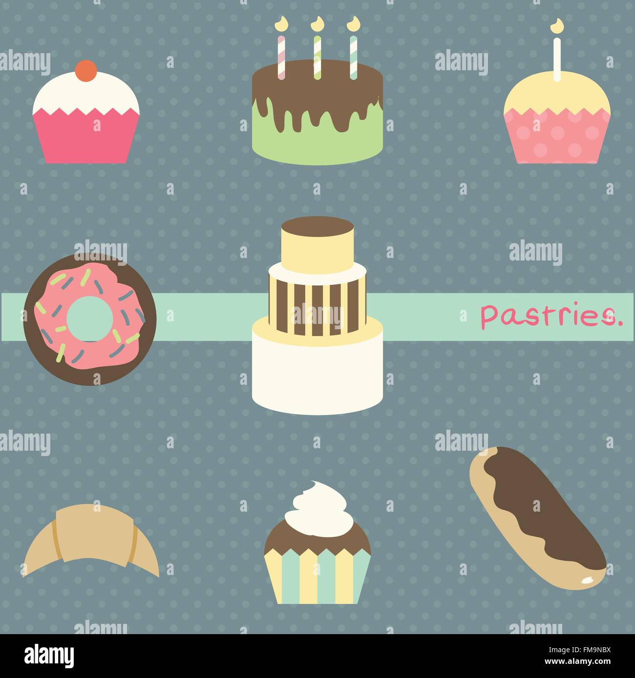 EPS vector of a variety of tasty pastries Stock Vector Image & Art - Alamy