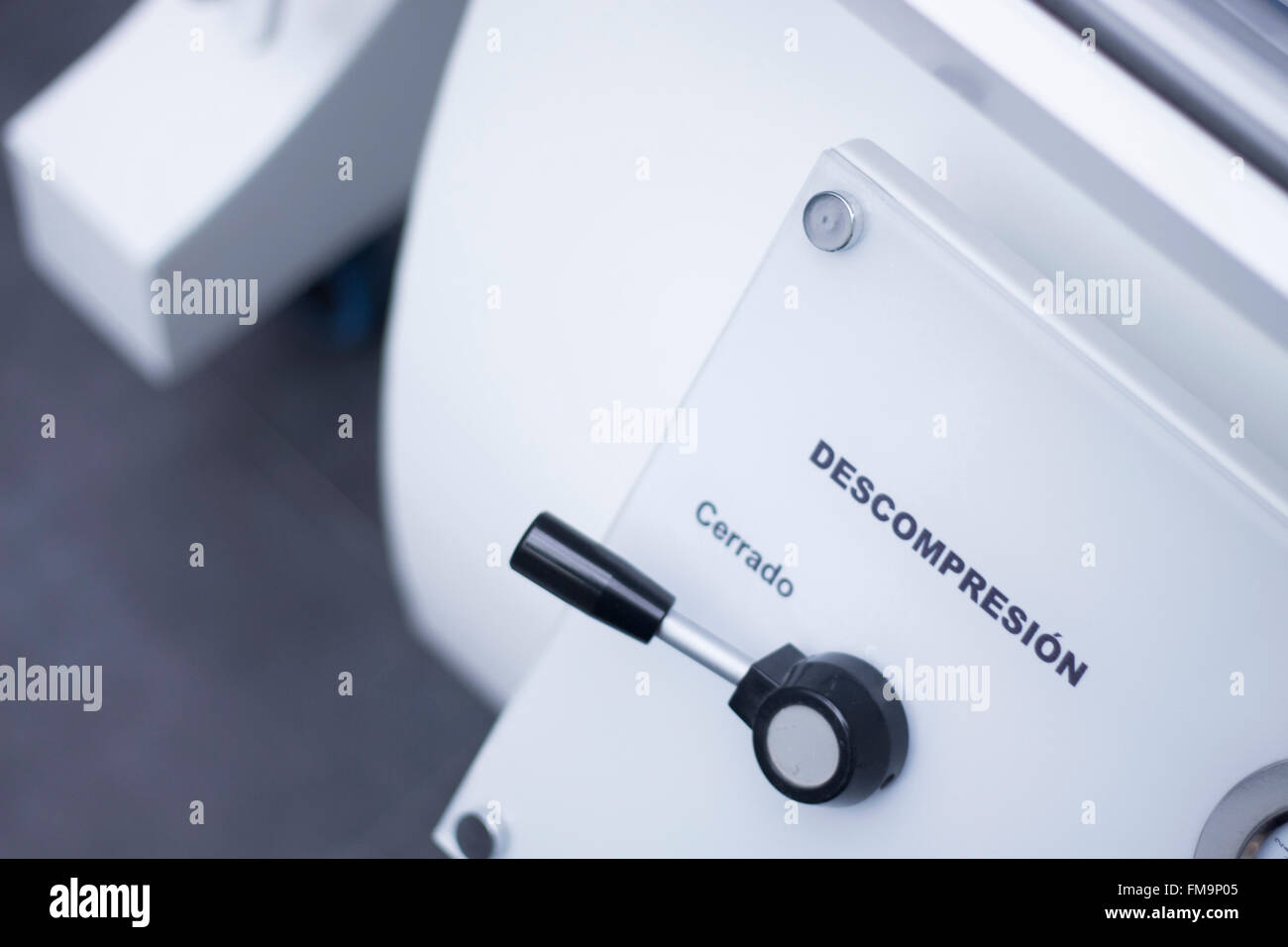 Hyperbaric oxygen therapy HBOT chamber tank in medical hospital clinic ...