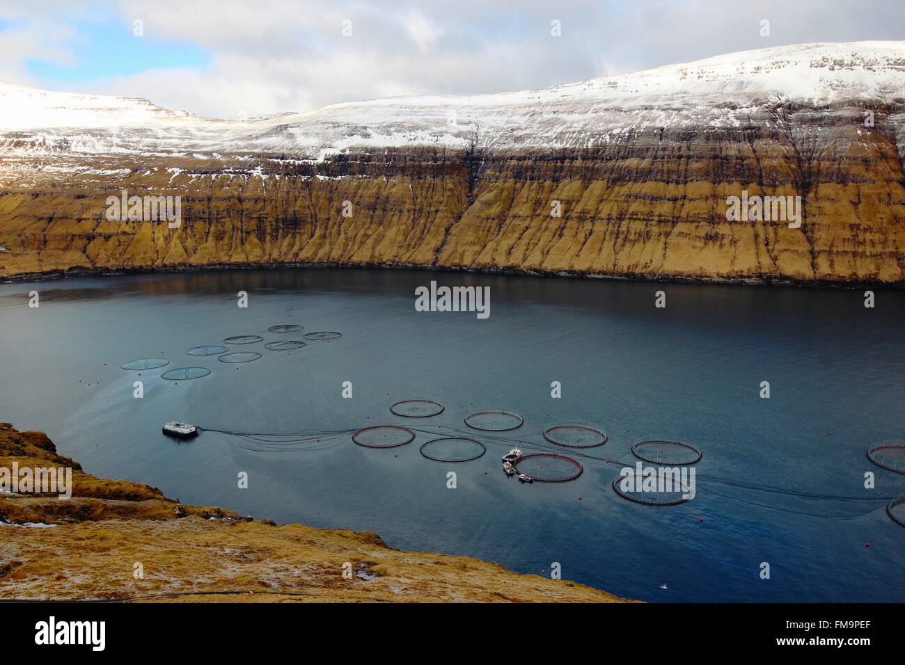 The nature of the Faroe Islands on a winter day in the north Atlantic ...