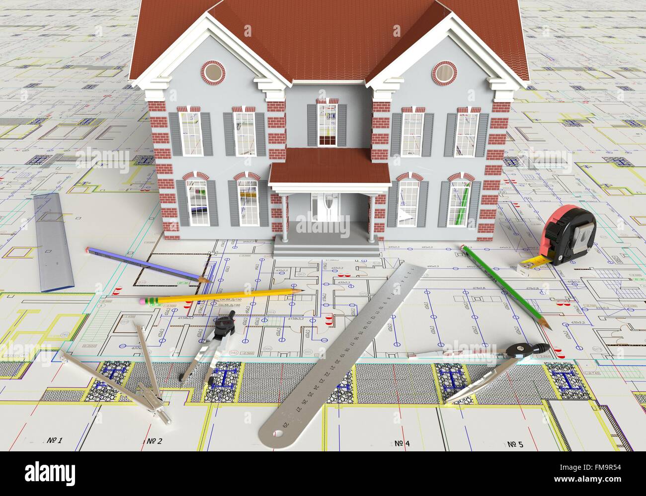 House Layout And Architectural Drawings Stock Photo - Alamy