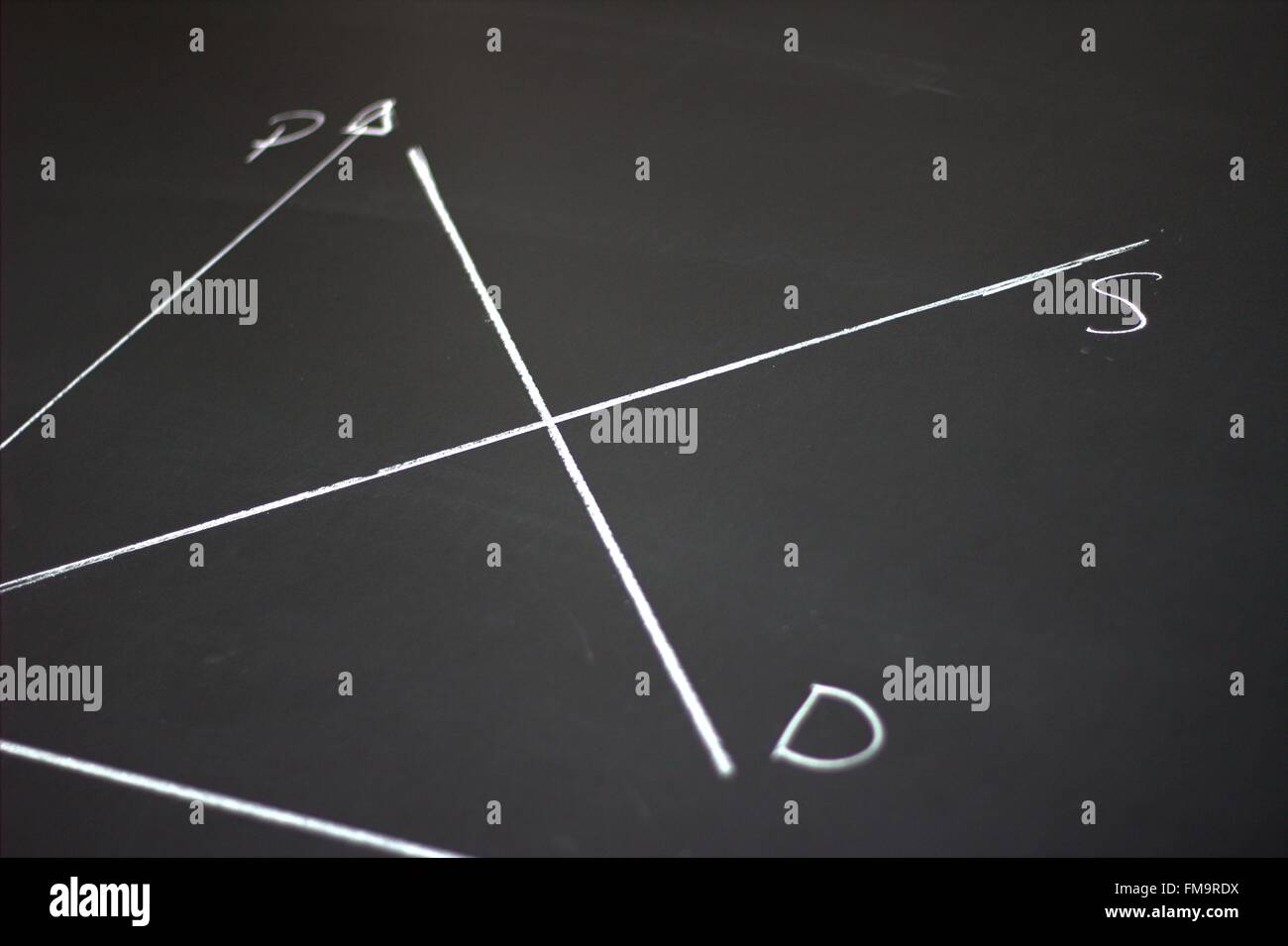Studying the science of mathematics and economics on a blackboard Stock ...