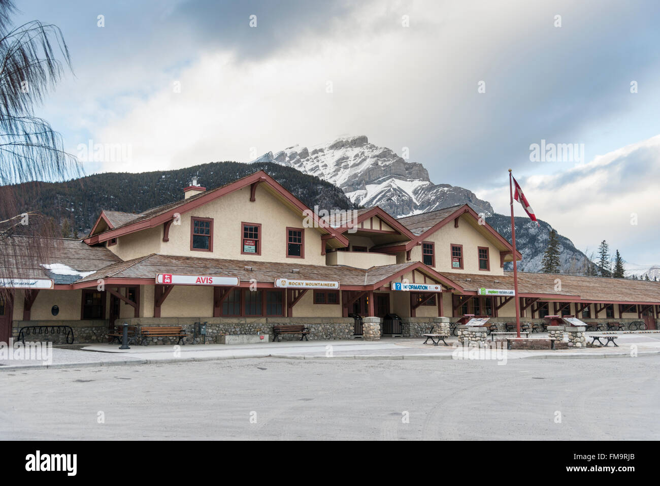 The heritage railway station at Banff Canada in winter Stock Photo - Alamy