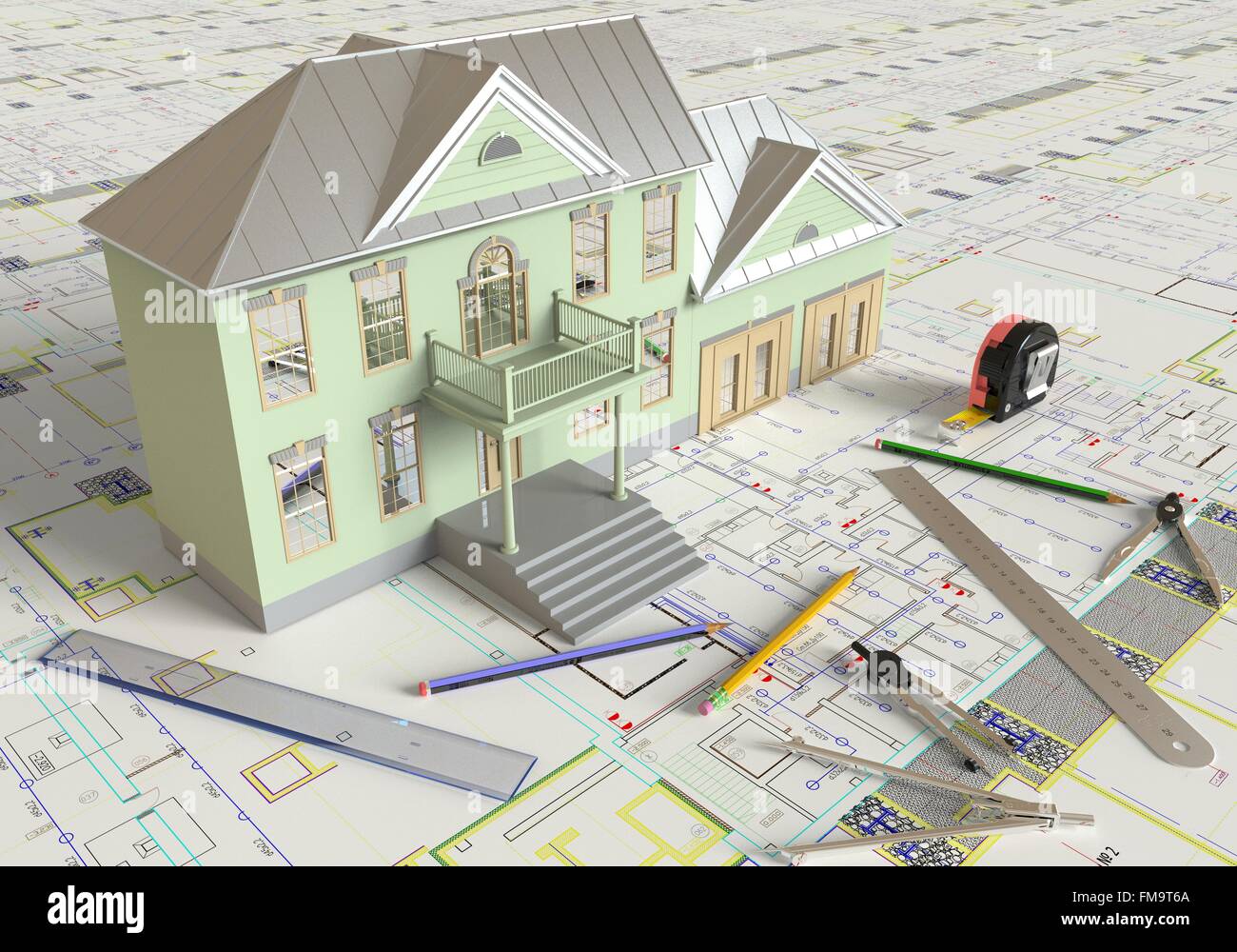 House Layout And Architectural Drawings Stock Photo - Alamy