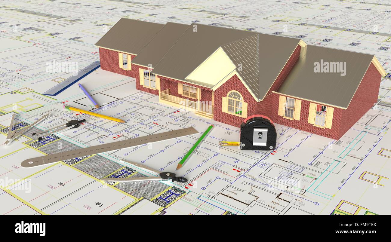 House Layout And Architectural Drawings Stock Photo - Alamy