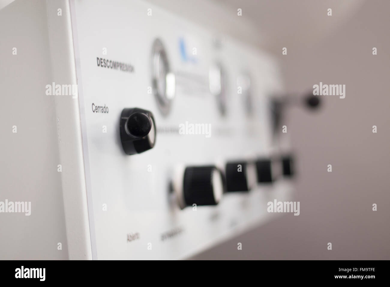 Hyperbaric oxygen therapy HBOT chamber tank in medical hospital clinic ...