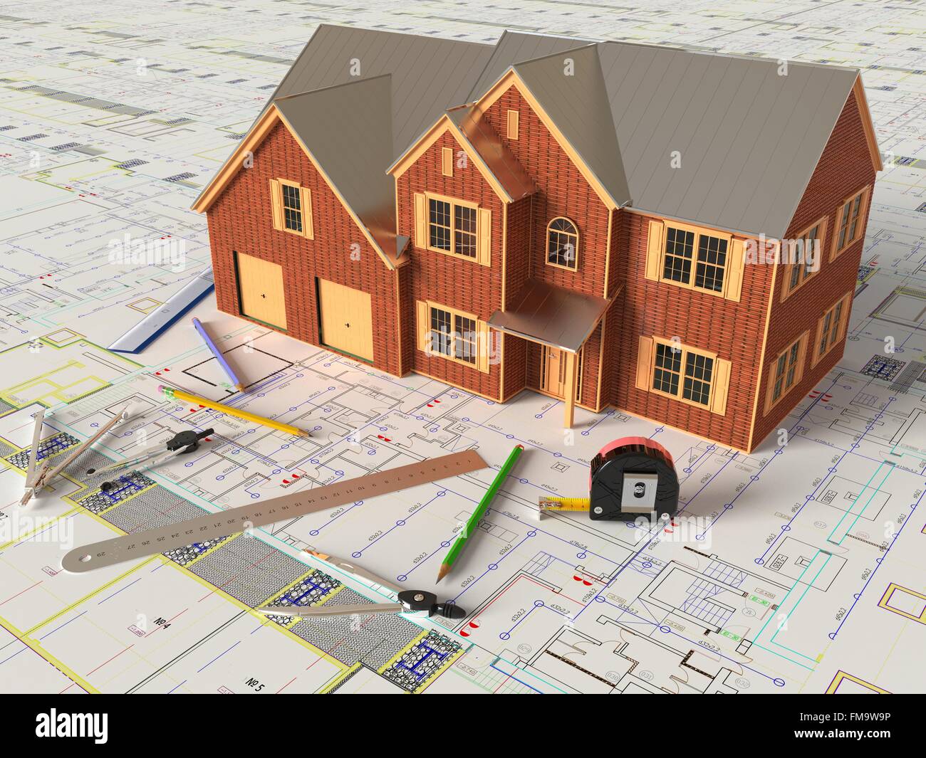 House Layout And Architectural Drawings Stock Photo - Alamy