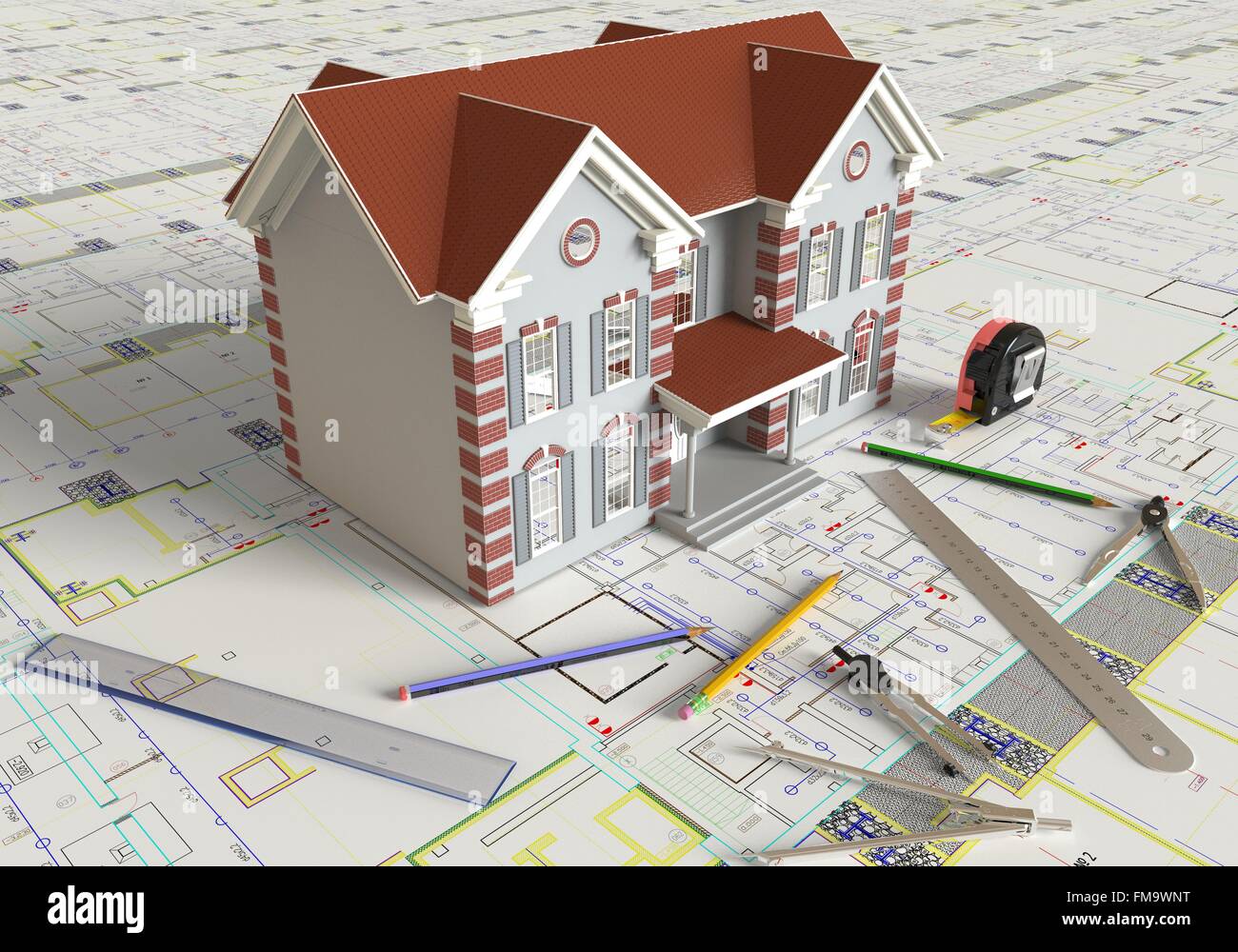 House Layout And Architectural Drawings Stock Photo - Alamy