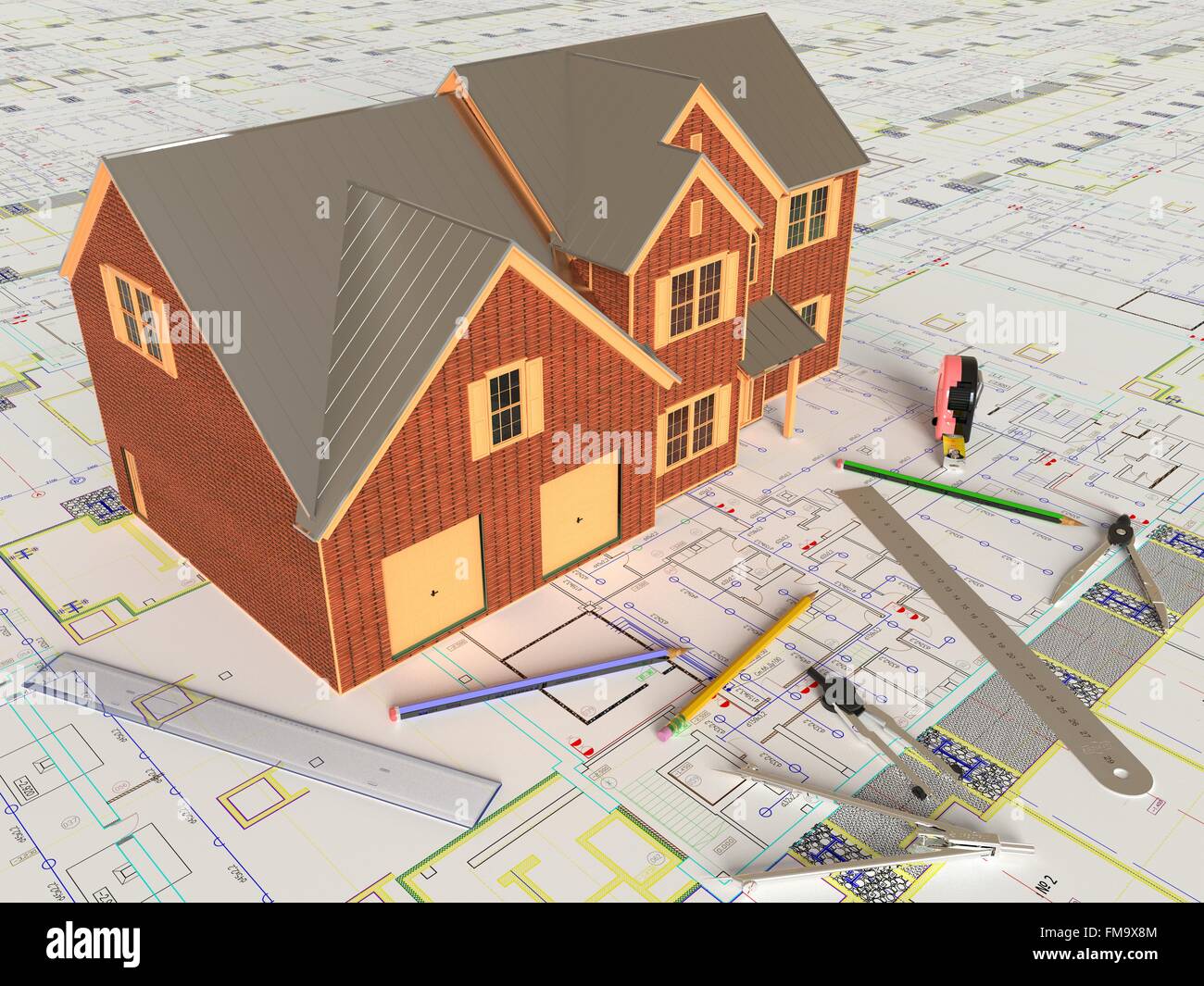 House Layout And Architectural Drawings Stock Photo - Alamy