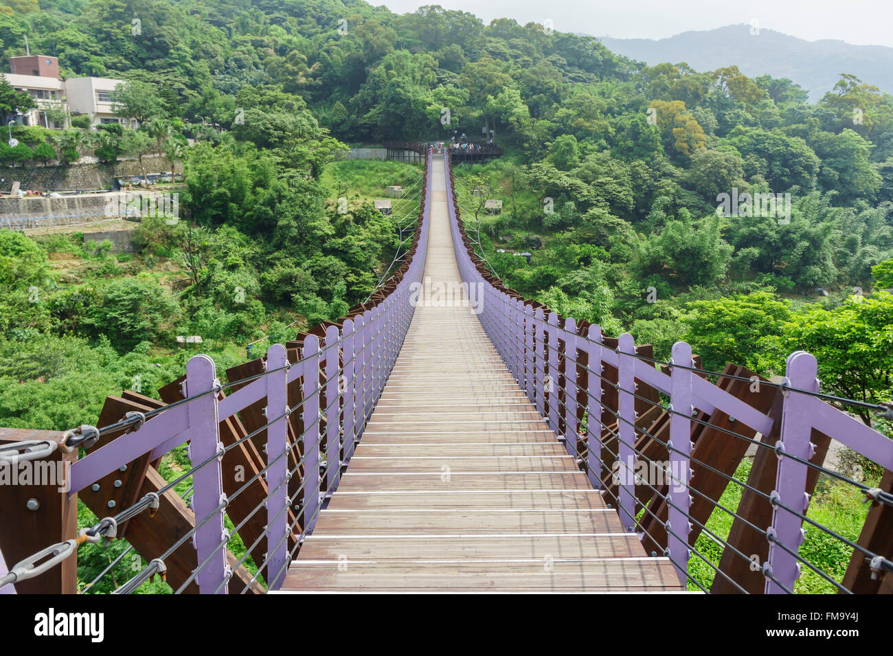 The famous Baishihu Suspension Bridge, Neihu district, Taiwan Stock ...
