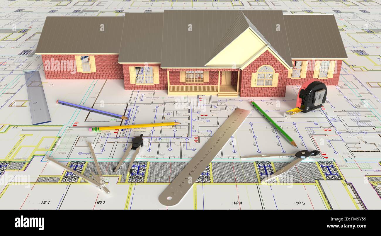House Layout And Architectural Drawings Stock Photo - Alamy