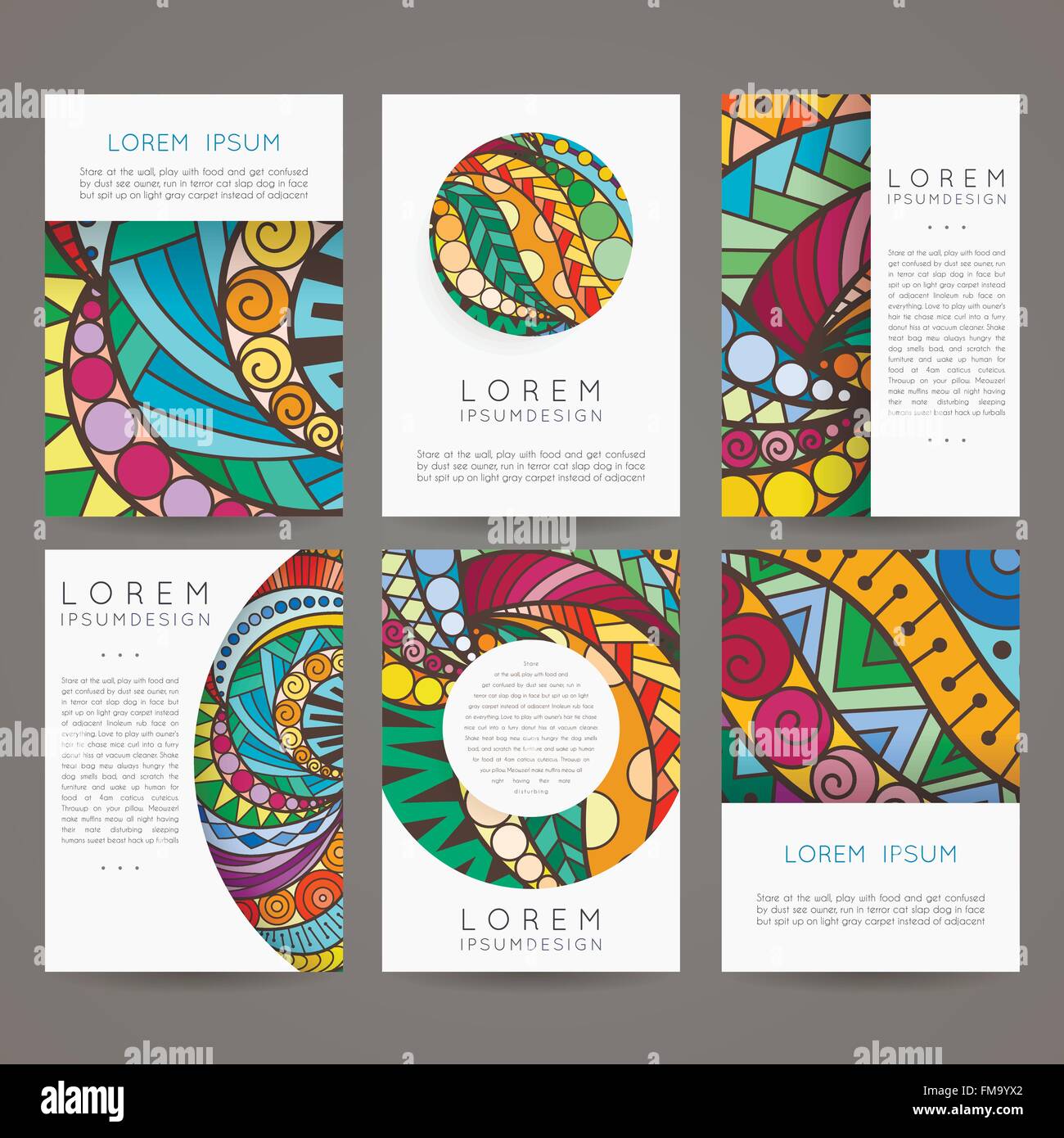 Set of vector design templates. Brochures in random colorful style ...