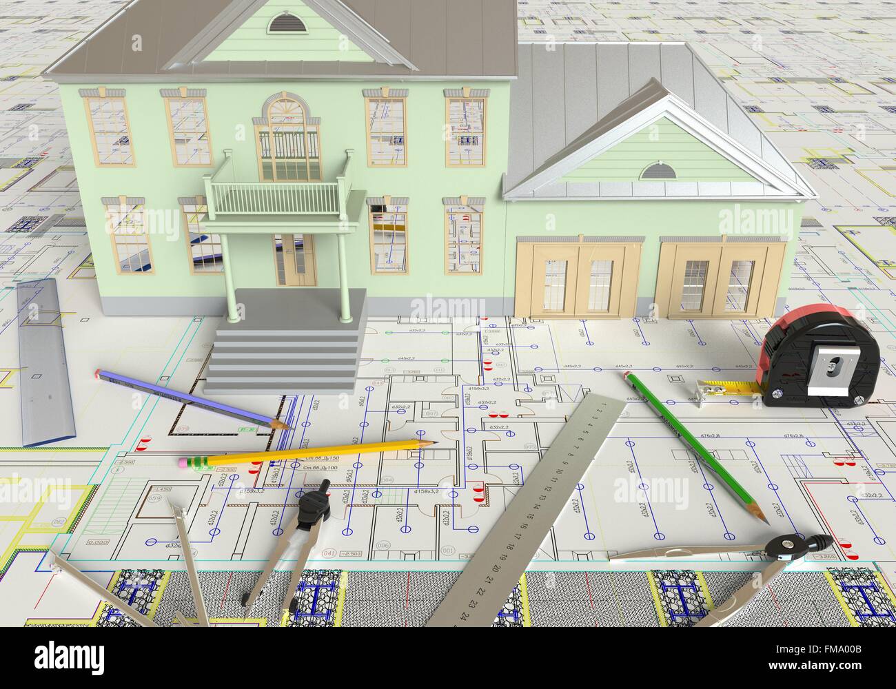 House Layout And Architectural Drawings Stock Photo - Alamy