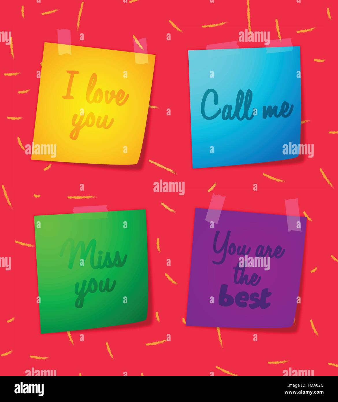 Vector paper notes. Colorful paper notes with text message. Vector ...