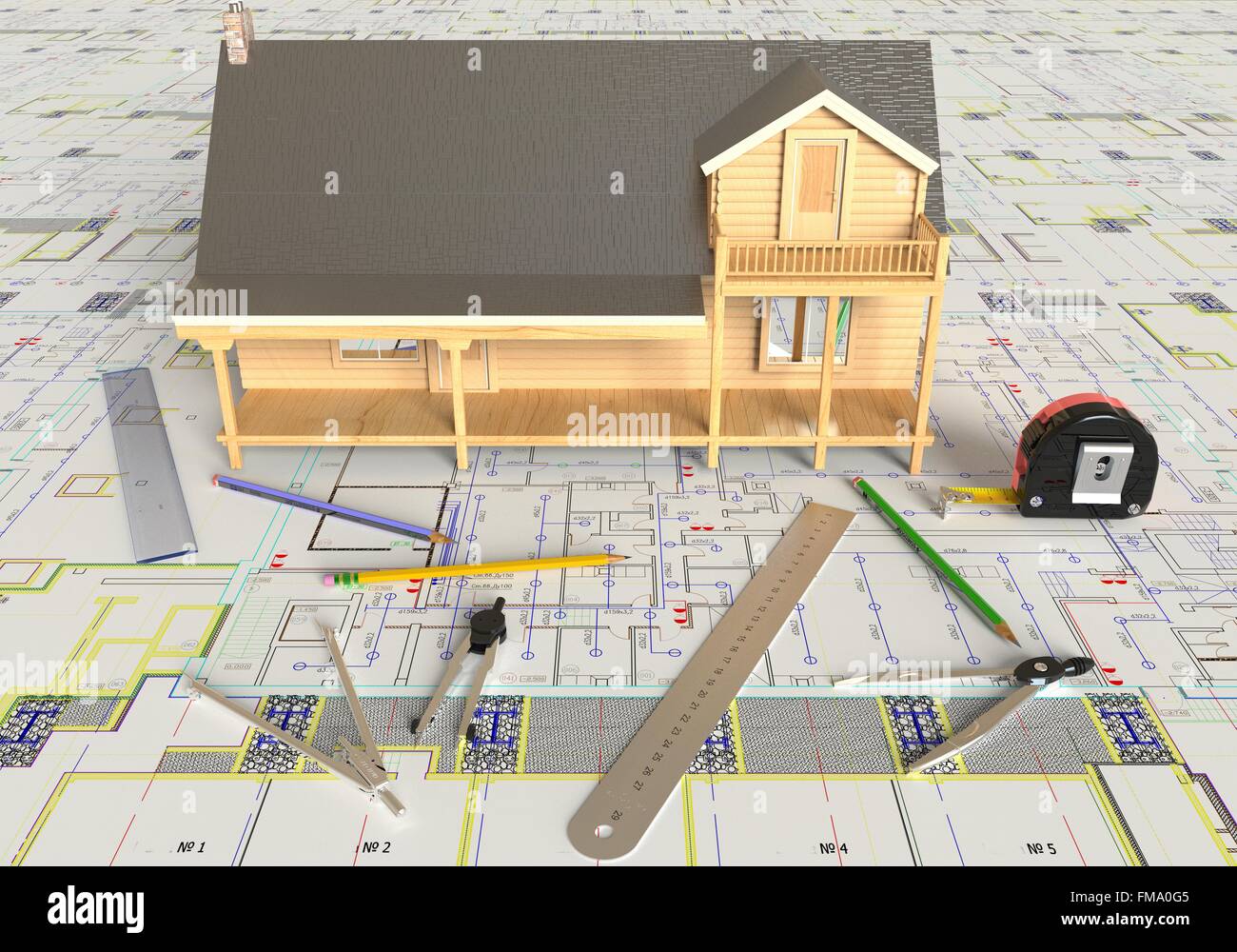 House Layout And Architectural Drawings Stock Photo - Alamy