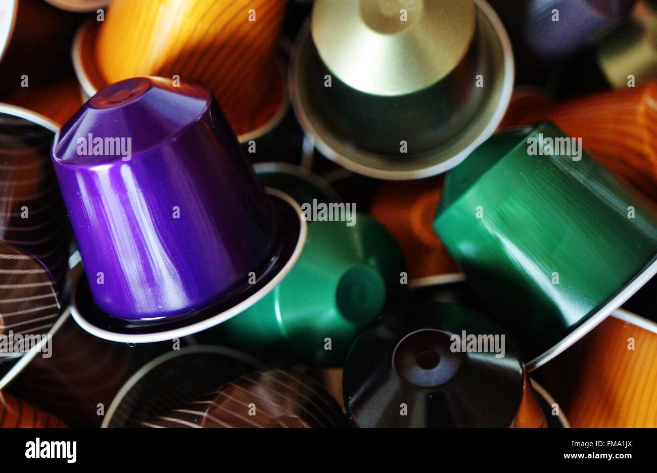 Colorful single dose coffee capsules Stock Photo - Alamy
