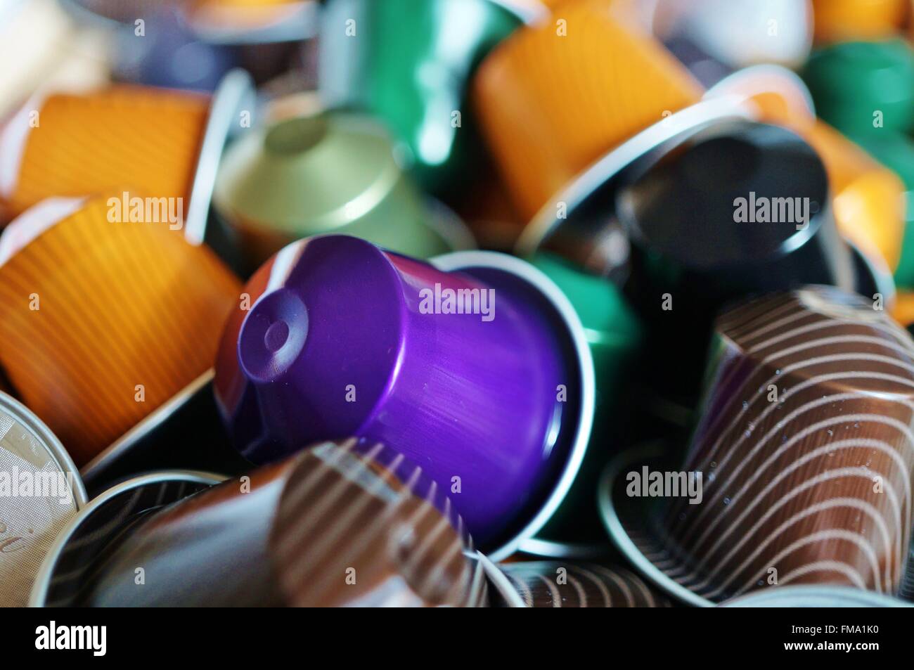 Colorful single dose coffee capsules Stock Photo - Alamy