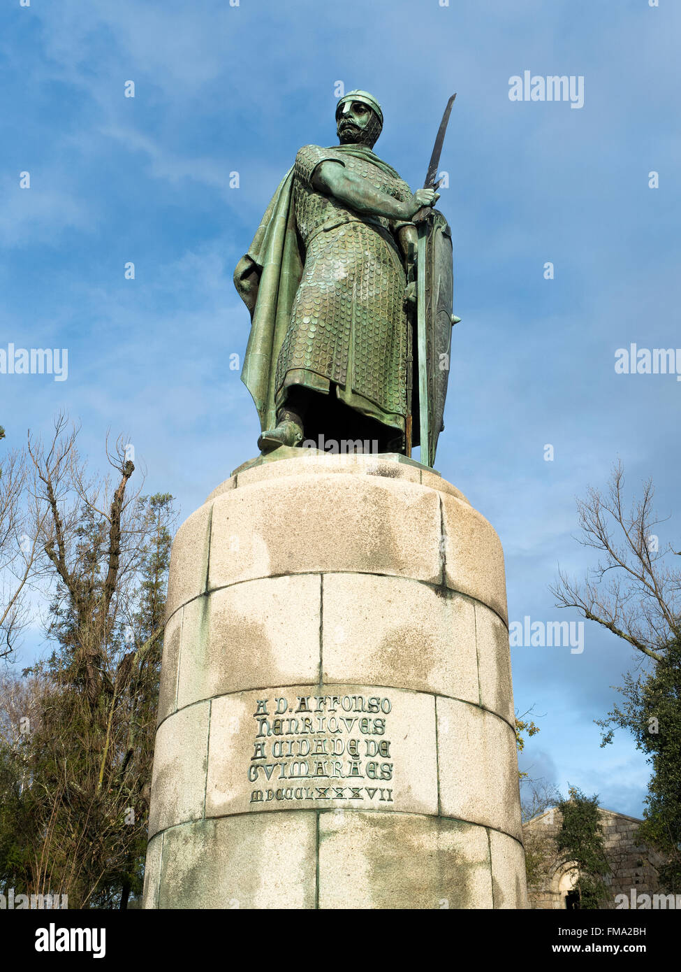 Afonso Henriques statue, first king of Portugal, Guimaraes Stock Photo ...