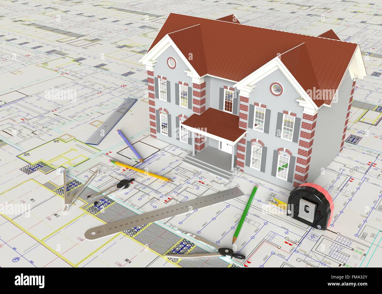 House Layout And Architectural Drawings Stock Photo - Alamy