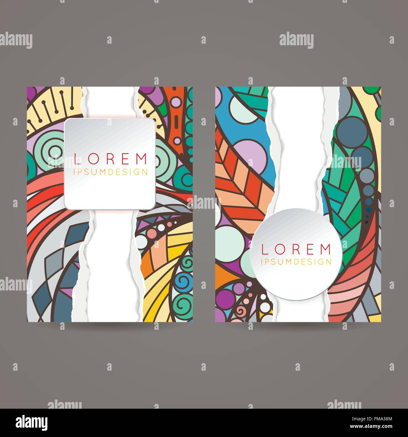 Set of vector design templates. Brochures in random colorful style ...
